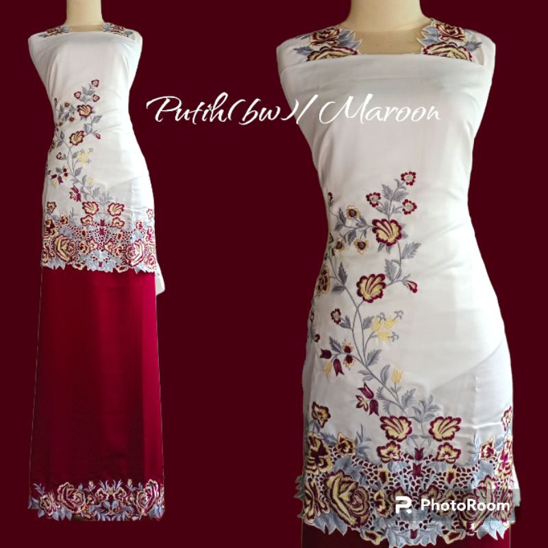Jual Bahan kurung bordir bunga jalar 2 (kombinasi warna) | Shopee Indonesia
