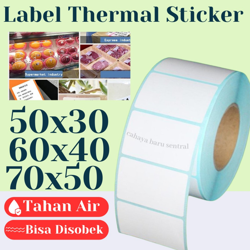 Jual Label Thermal 50x30mm - 50x30 & 60X40mm (1 LINE) Kertas Sticker Receipt Printer Barcode ...