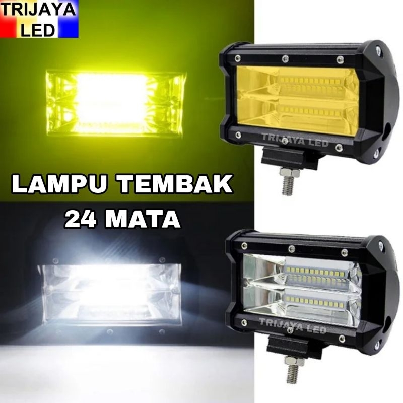 Jual Lampu LED Tembak Sorot 24 Mata 2 Susun Bar CREE Putih Kuning 2 Warna Jauh Dekat Waterproof ...