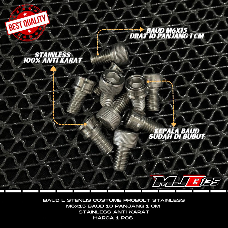 Jual BAUT BAUD L STAINLESS M6X10 DRAT 10 PANJANG 1 CM STAINLESS ANTI ...