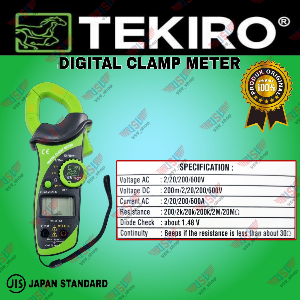 Jual TEKIRO Tang Amper Digital Clamp Meter AC DC Alat Pengukur Amper ...