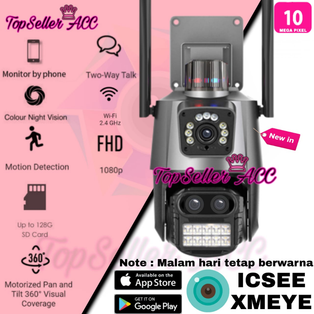 Jual IP KAMERA CCTV ICSEE 10MP 4K Wifi PTZ SPEED DOME Camera Outdoor ...