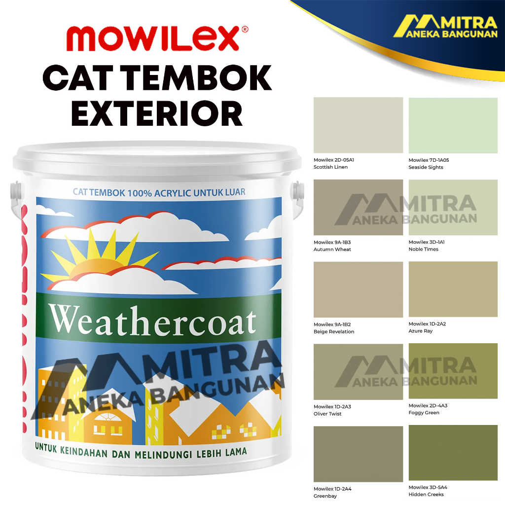 Jual Mowilex Weathercoat 2 5 Liter Cat Tembok Exterior Hijau Sage