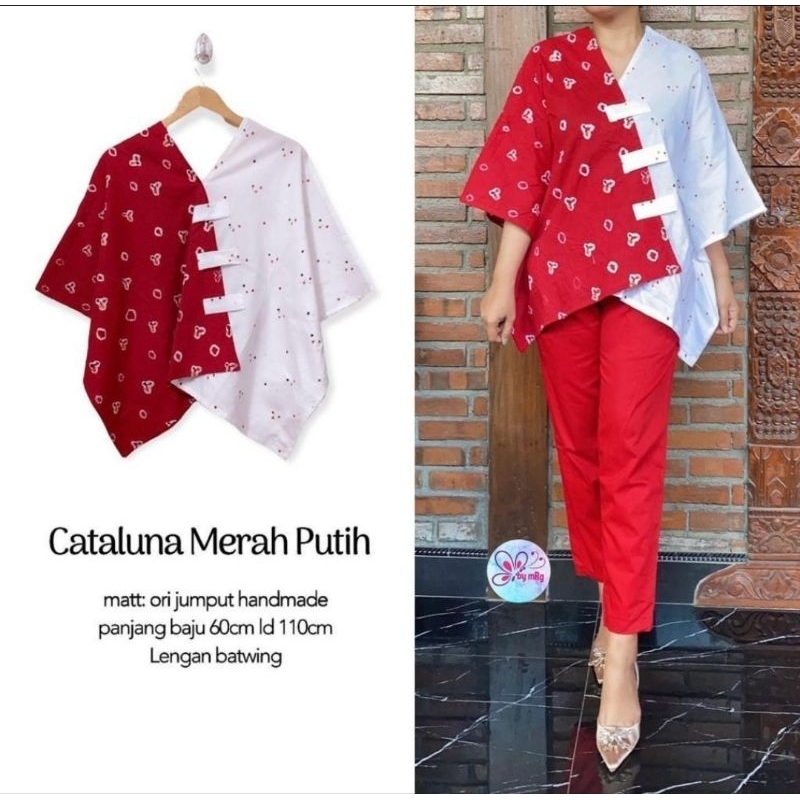 Jual BLUS BATIK MERAH PUTIH ATASAN BATIK WANITA ATASAN BATIK KERJA BLUS ...