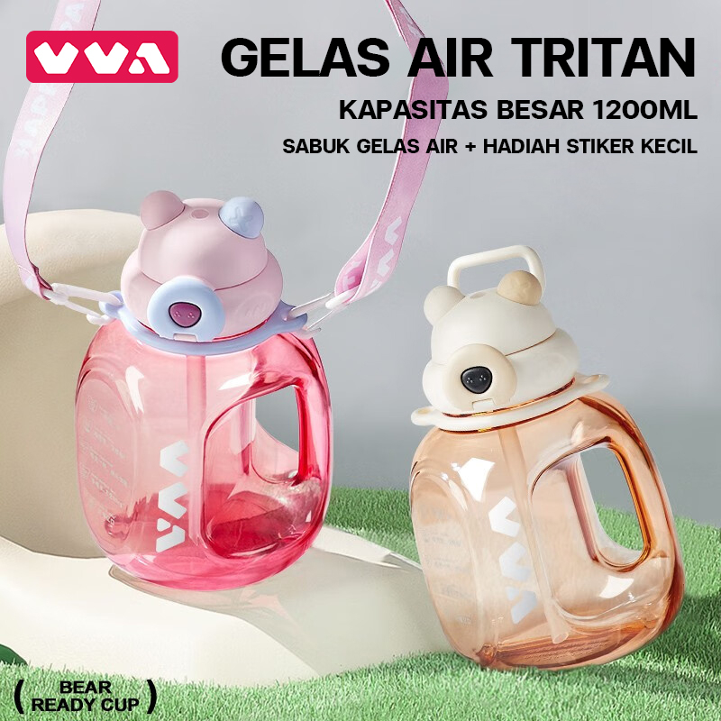 Jual VVA Botol Minum Anak Lucu Sedotan 1200ml Jumbo Tritan Bpa Free ...