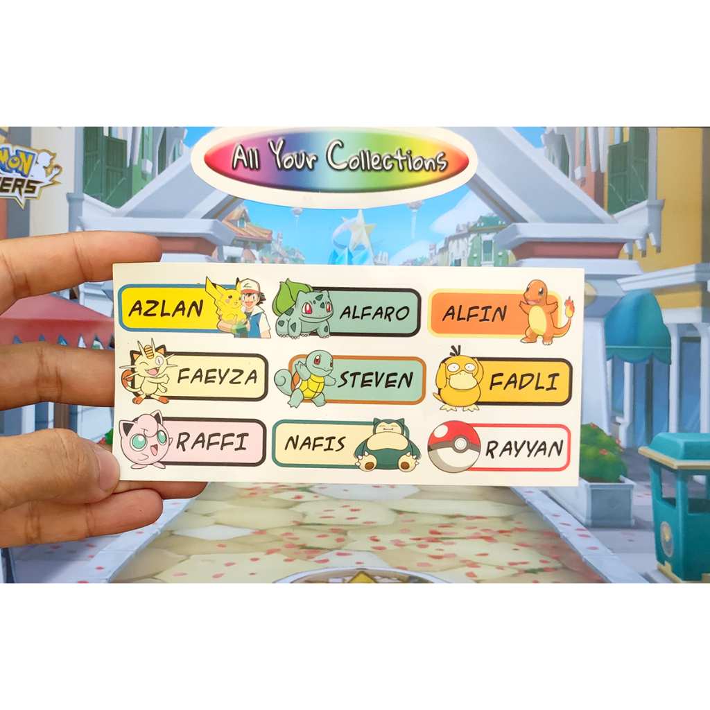 Jual STICKER STIKER LABEL NAMA ANAK CUSTOM POKEMON CUTTING MURAH ...