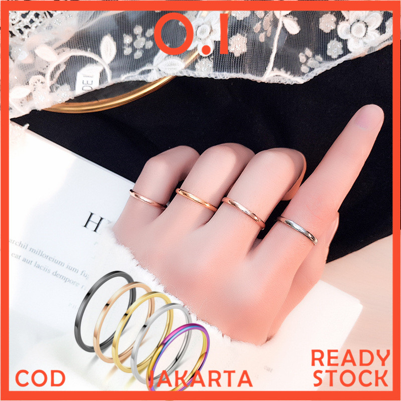 Jual Cincin Titanium 2MM Fashion Korea Simple Untuk Harian | Shopee Indonesia
