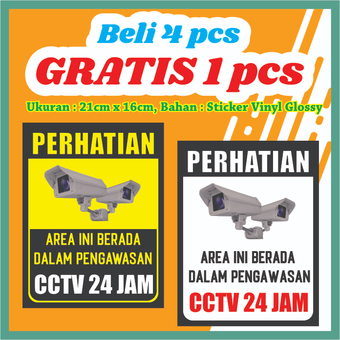 Jual Stiker CCTV ukuran 16x21cm | Shopee Indonesia