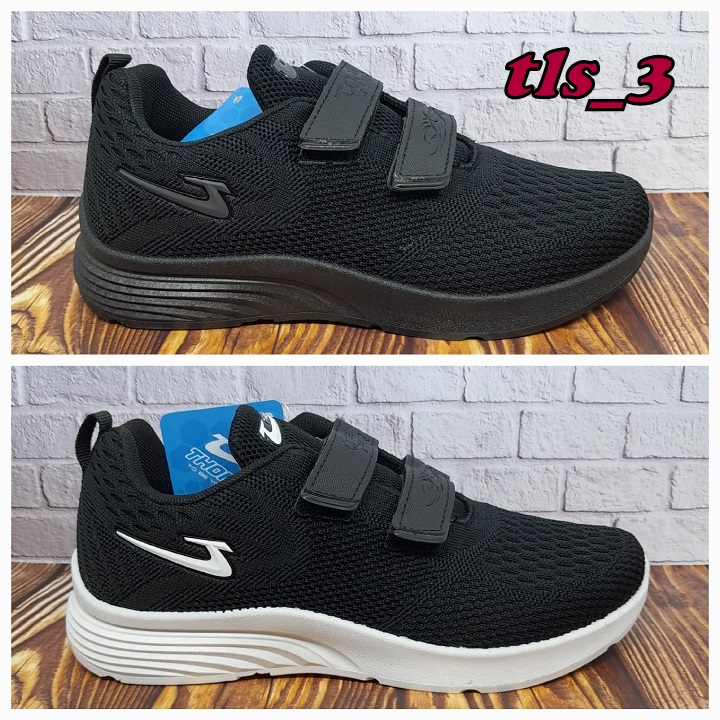 Jual Sepatu Sekolah Thomas Velcro 31-43 Sneaker Laki Perempuan Hitam ...
