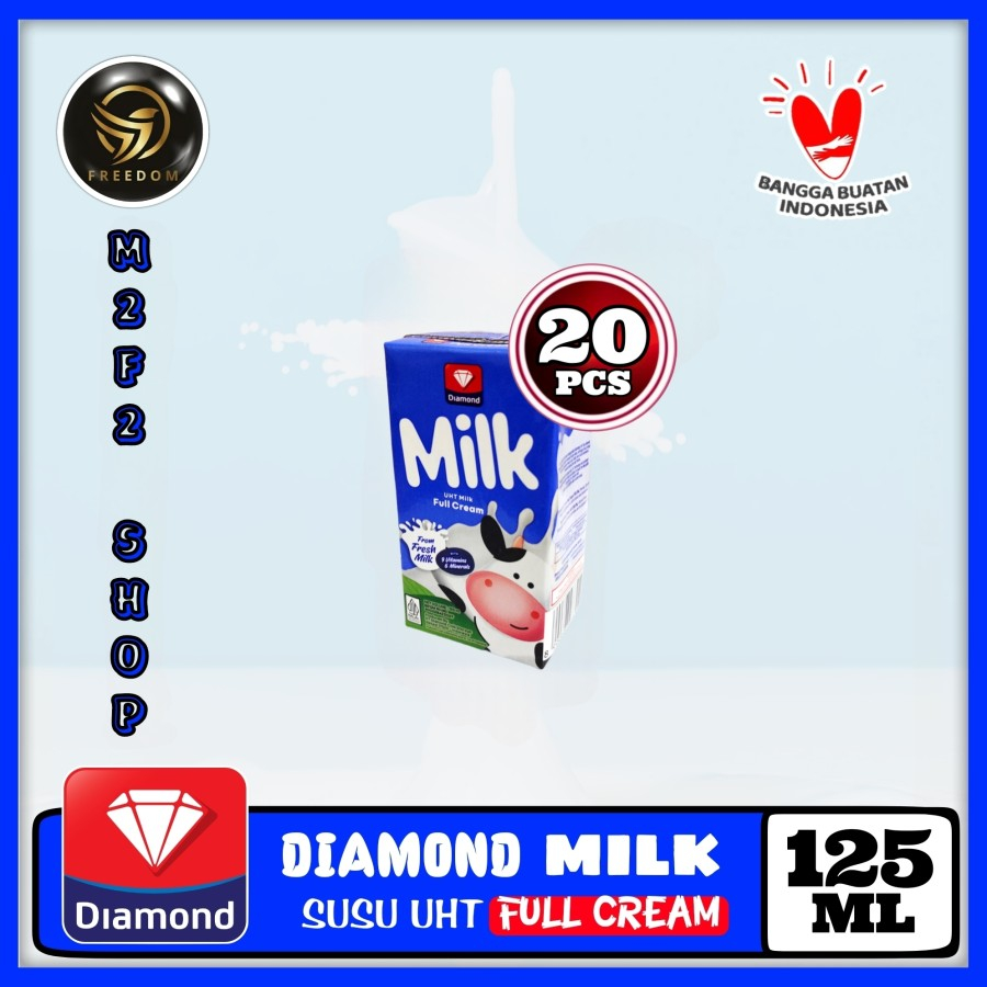Jual DIAMOND MIlk Susu Kotak UHT Full Cream | Plain - 125 ml (Kemasan 20 Pcs) | Shopee Indonesia