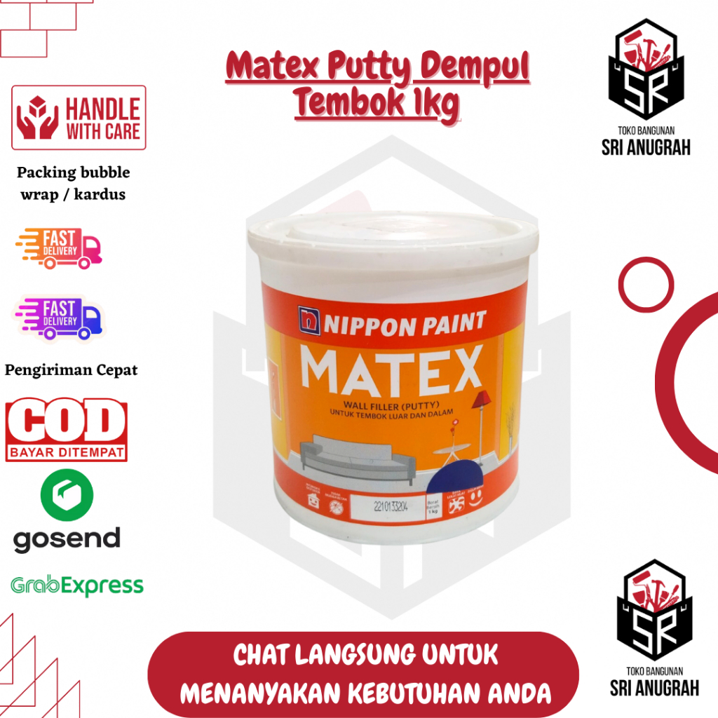 Jual NIPPON PAINT Matex Putty Wall Filler Dempul Tembok 1kg/4kg | Shopee Indonesia