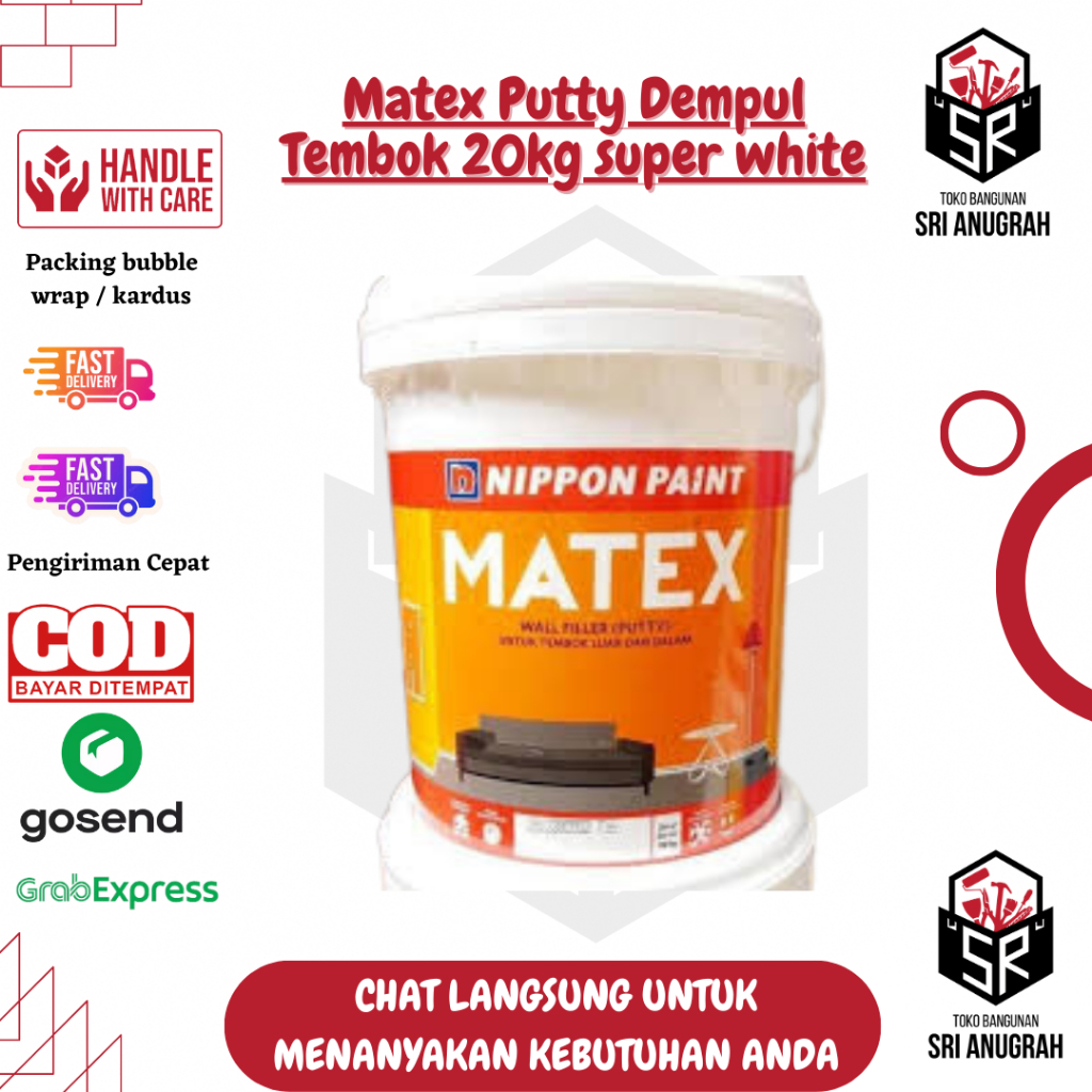 Jual NIPPON PAINT Matex Putty Wall Filler Dempul Tembok 20kg | Shopee ...
