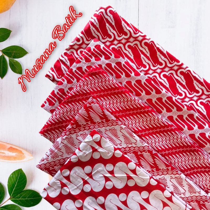Jual kain batik merah putih bahan seragam Kamen merah putih bawahan ...
