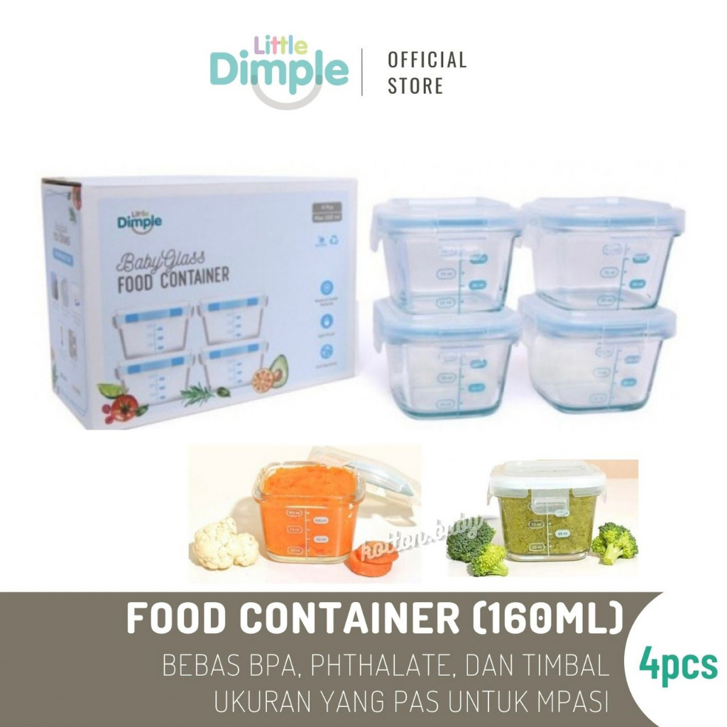 Jual Little Dimple Mini Food Container Square (Blue) | Shopee Indonesia