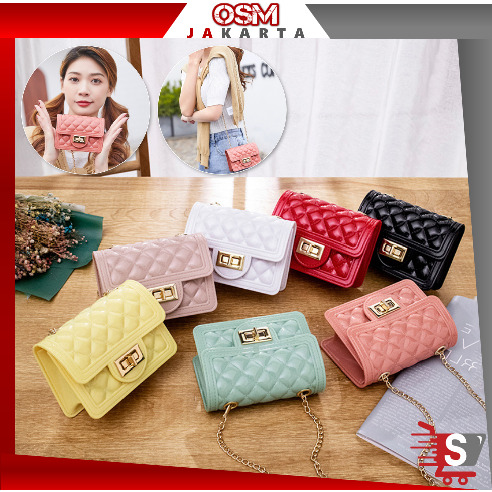 Jual OSM JKT T5899 Tas Rantai Mini Wanita / Tas Selempang Polos Jelly ...