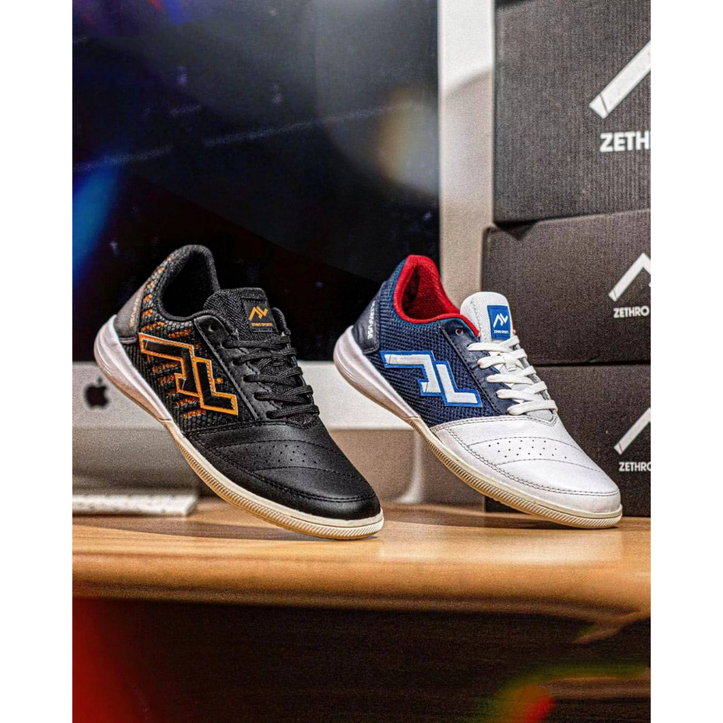 Jual zethro alfa v3 leather black orange/ white navy in sepatu futsal ...
