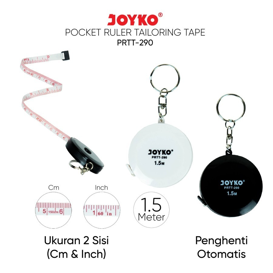 Jual Meteran Mini Pocket Ruler Tailoring Tape Joyko PRTT-290 1.5 Meter ...