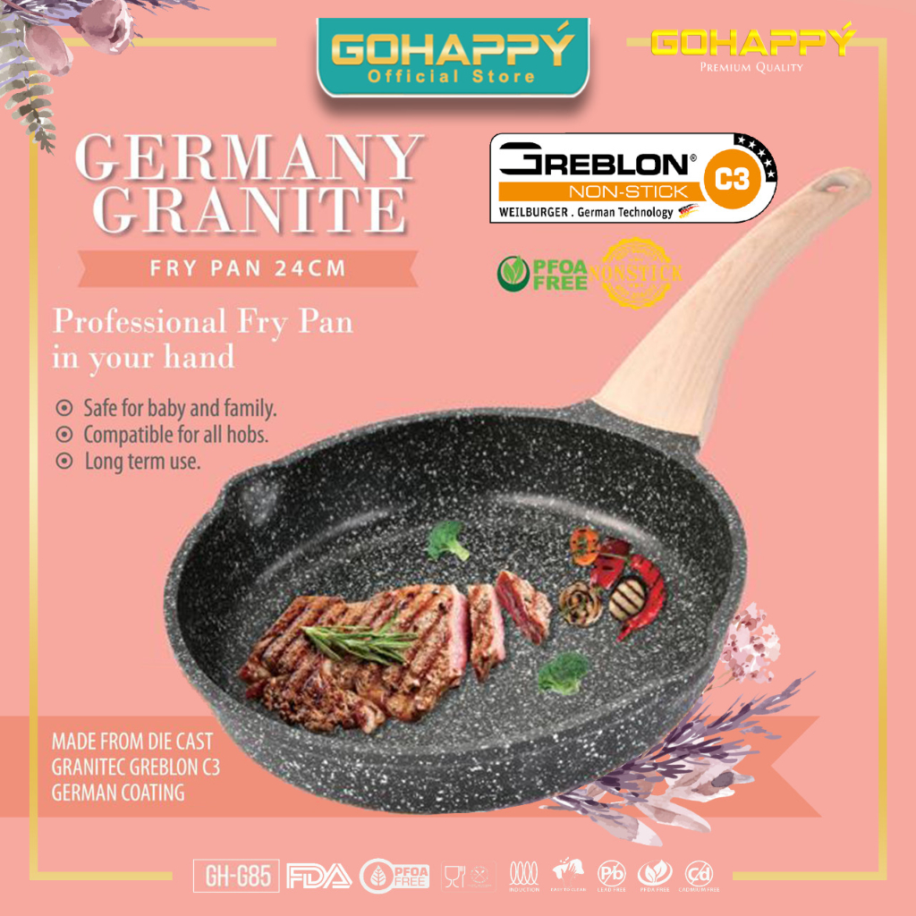 Jual PANCI FRY PAN Wajan Penggorengan Gohappy Germany Granite (GREBLON ...