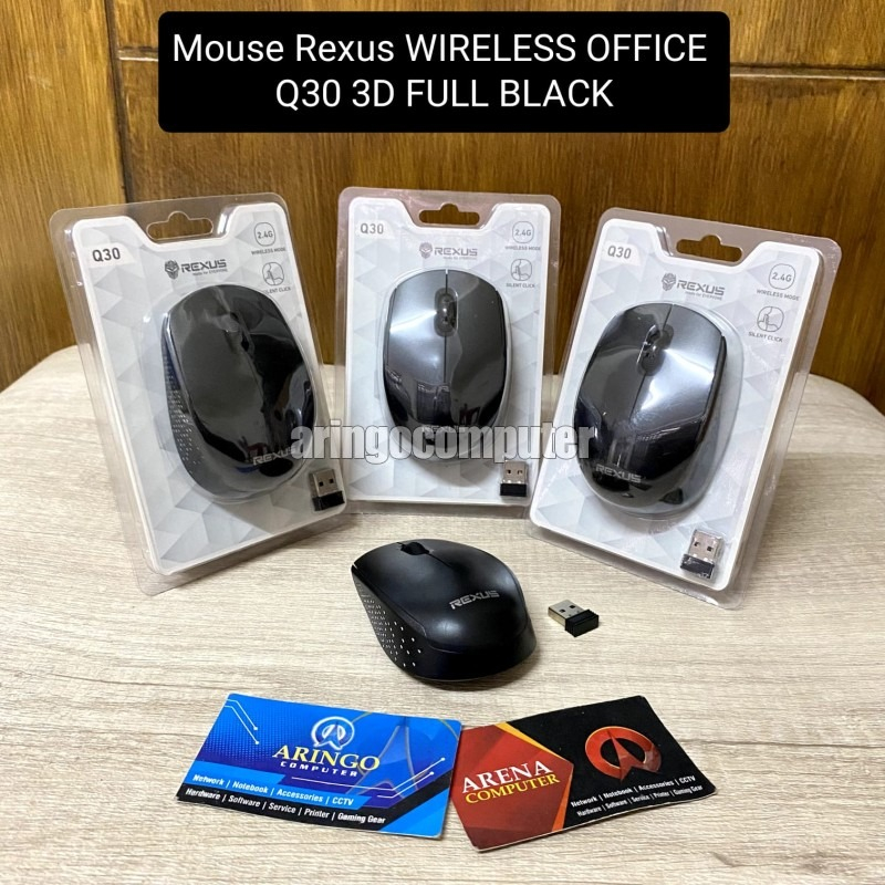 Jual Mouse Rexus WIRELESS OFFICE Q30 3D FULL BLACK | Shopee Indonesia
