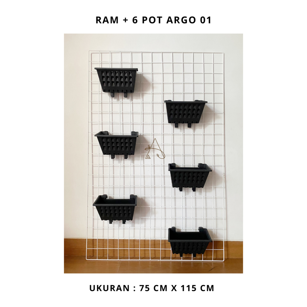 Jual Wiremesh/Ram Besi Putih 75 x 115 cm + 6 Pot Argo Hitam (Vertical ...