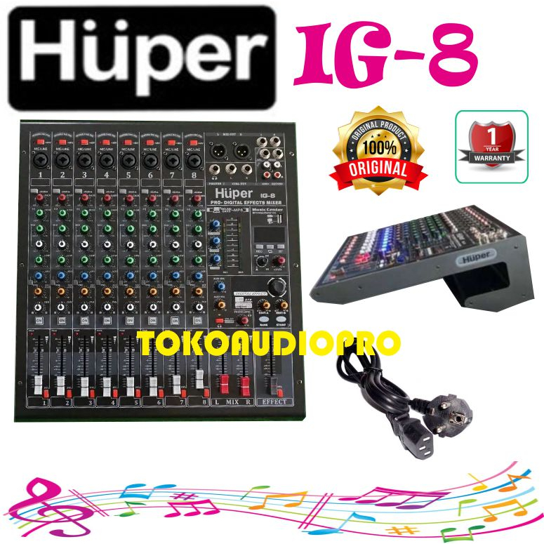 Jual Mixer Huper IG8 8-Channel Mixer Audio dengan Efek dan Bluetooth Huper IG-8 | Shopee Indonesia