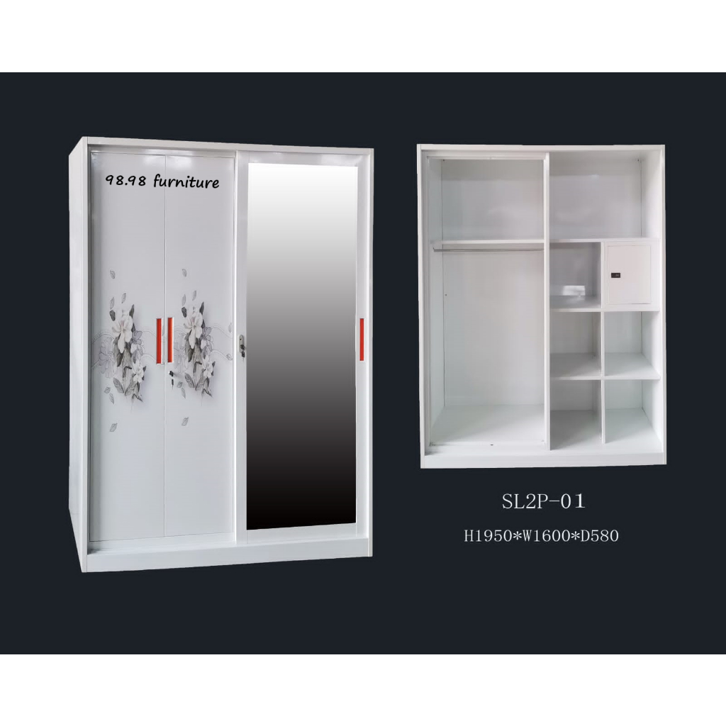 Jual Lemari Pakaian Plat Besi - Pintu Kombinasi Lemari Baju - Anti Rayap Lemari Tahan Banjir ...