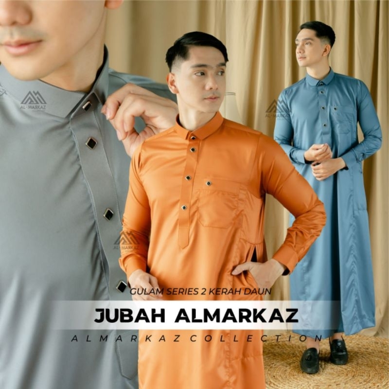 Jual Jubah Pria Muslim Premium Gulam Kerah Daun Model Slimfit By Almarkaz | Shopee Indonesia