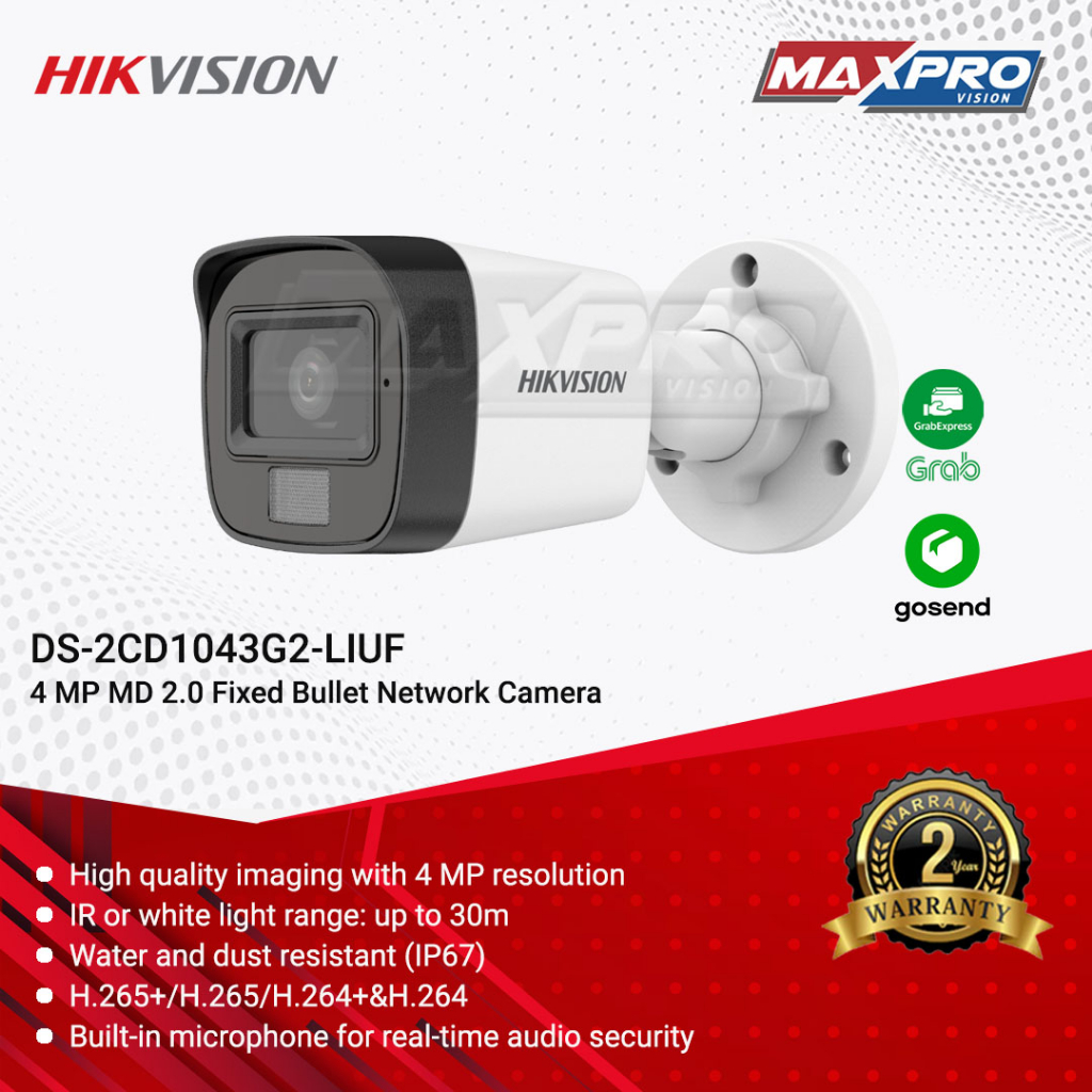 Jual DS-2CD1043G2-LIUF - HIKVISION IP CAMERA 4MP DUAL LIGHT BULLET AUDIO | Shopee Indonesia