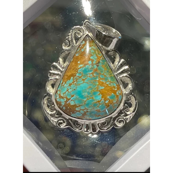 Jual NATURAL Pirus persia urat emas mewah plus liontin ikat perak ...