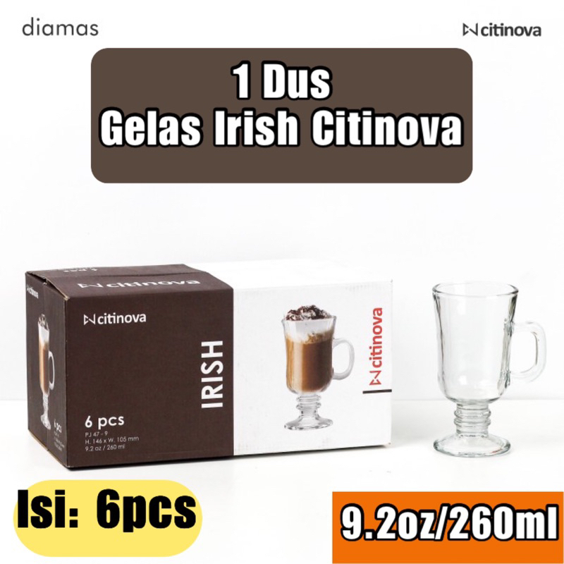 Jual 6pcs Gelas Kaca Citinova Irish 260ml Gelas Kopi Gelas Jus Gelas ...