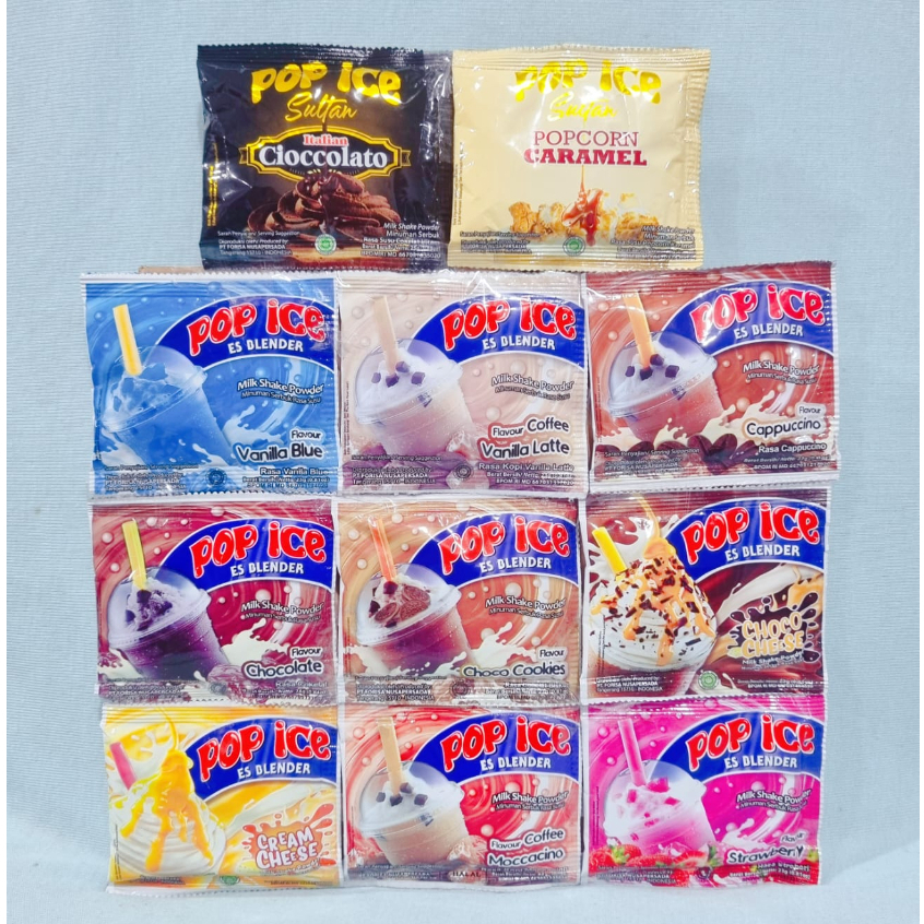 Jual Pop Ice Es Blender Strawberry / Choco Cookies / Vanilla Blue ...