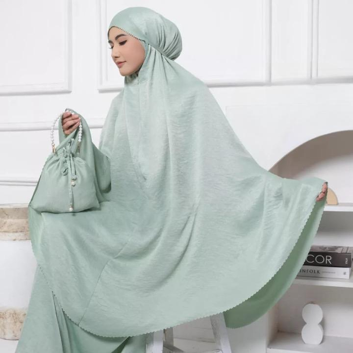 Jual Perlengkapan Ibadah Sholat Mukena Dewasa Jumbo 2IN1 Santorini Silk ...