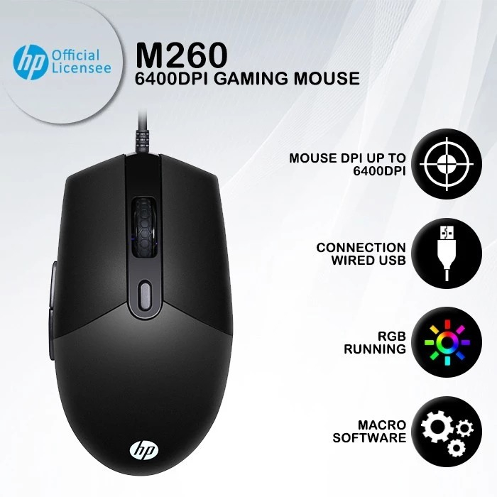 Jual HP M260 Mouse Gaming Wired 6400 DPI -04057 | Shopee Indonesia