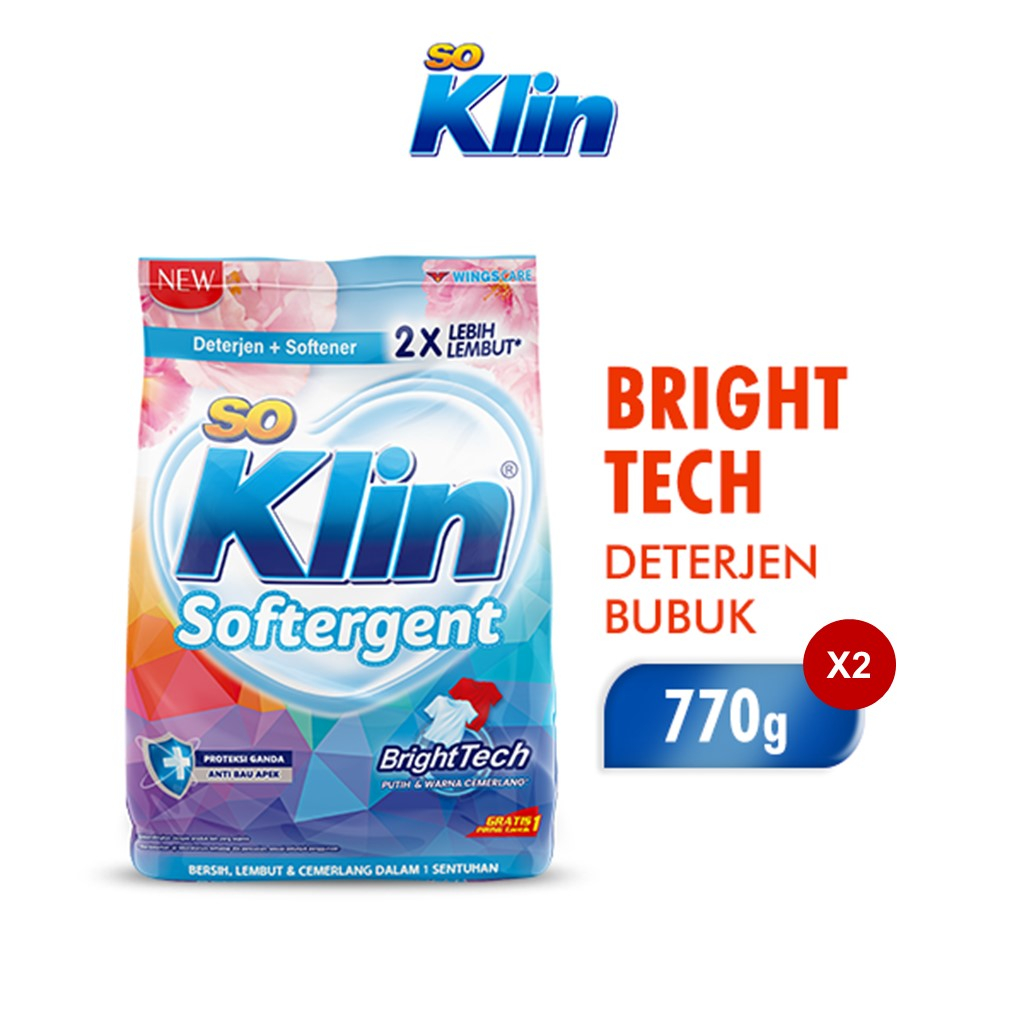 Jual So Klin Powder Detergent White Bright 2 x 770 gr | Shopee Indonesia