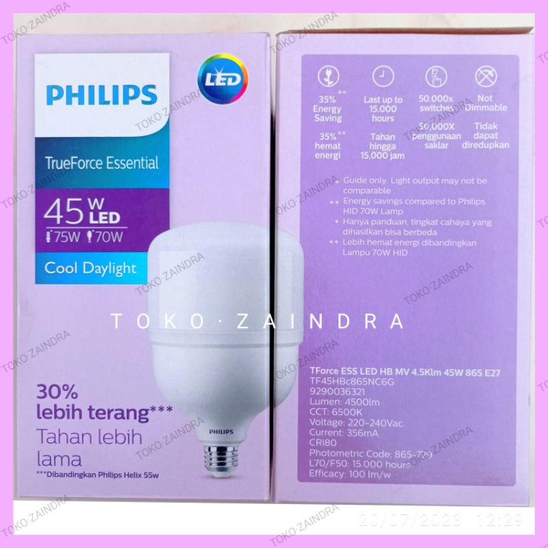 Jual lampu led Philips True Force Essential 45 watt putih cool Daylight | Shopee Indonesia