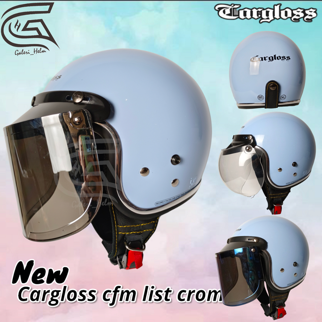 Jual HELM CARGLOSS CFM LIST CHROME ARMY LIGHT BLUE|PAKET KACA | Shopee ...