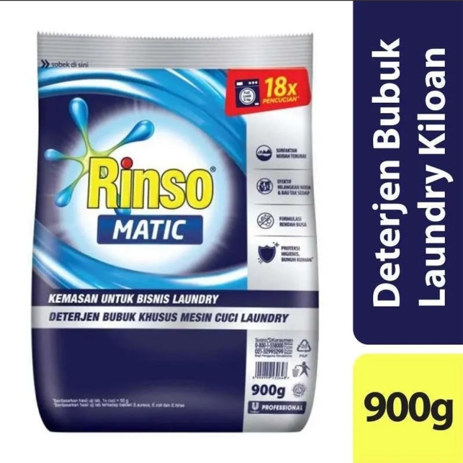 Jual Rinso Matic Professional Deterjen Laundry Bubuk 1 Kg 900 gram ...