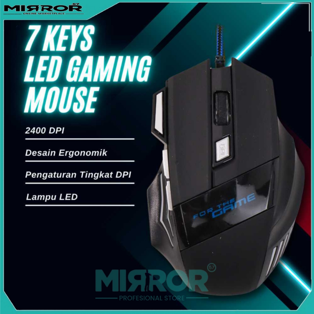 Jual Mouse Gaming Wired 7 Tombol LED USB 2.0 RGB 2400 DPI | Shopee ...