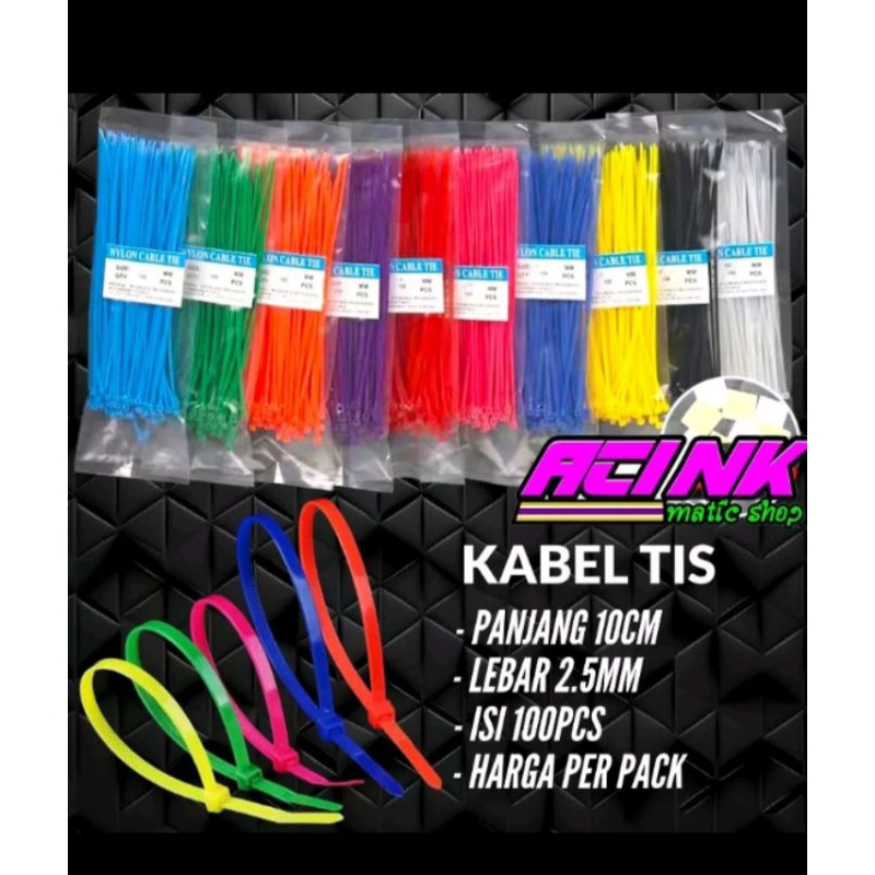 Jual Kabel Tis Kabel Ties 2,5*100mm (10cm) Hitam Putih Warna Warni Isi ...
