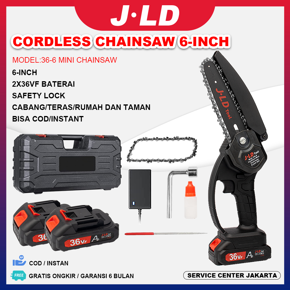 Jual JLD Cordless Chainsaw 6-inch Mini Chainsaw Portable Handheld 36vf ...