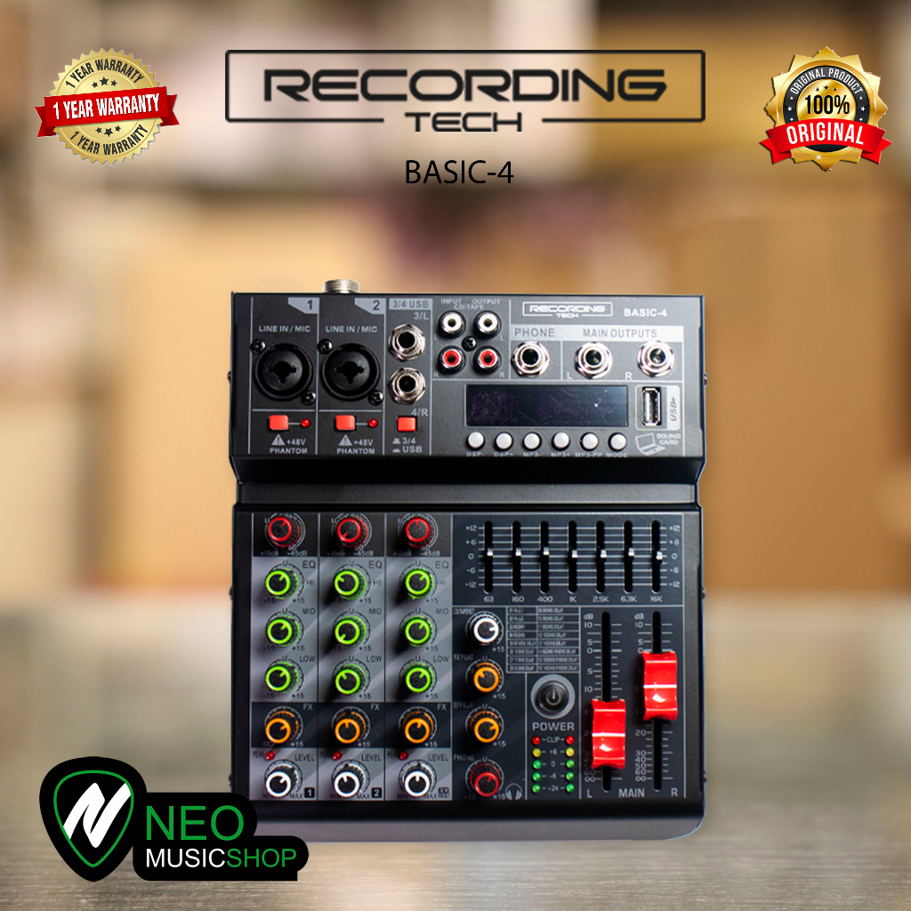 Jual MIXER AUDIO RT BASIC-4 MINI MIXER RECORDING TECH BASIC 4 CHANNEL ...