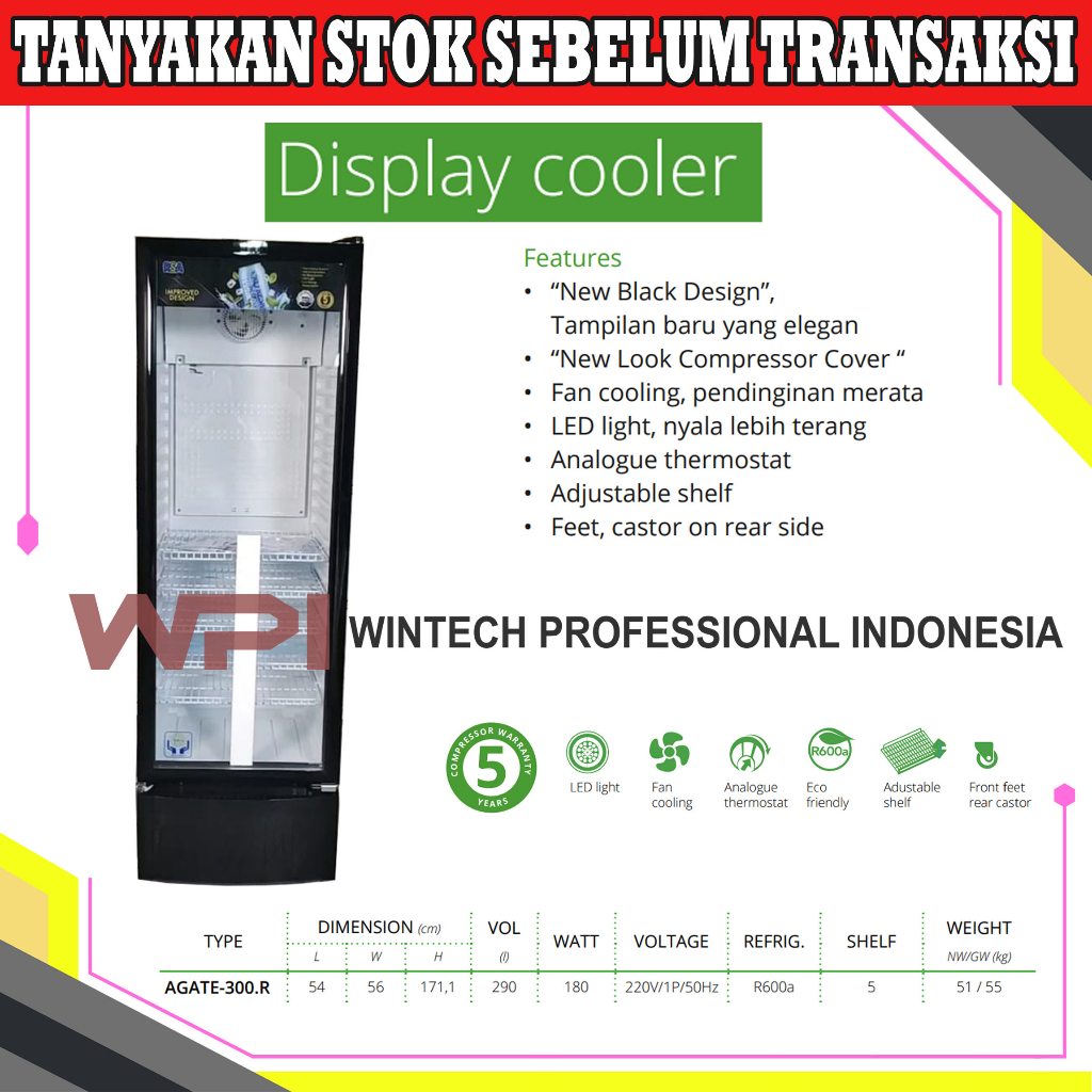 Jual RSA AGATE-300.R AGATE-300R AGATE-300 1 Pintu Showcase - Display ...