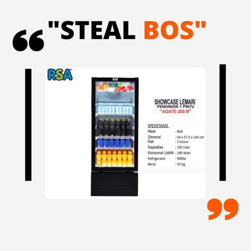 Jual SHOWCASE RSA AGATE 200 192 liter RSA AGATE 200 showcase rsa 200 3 ...