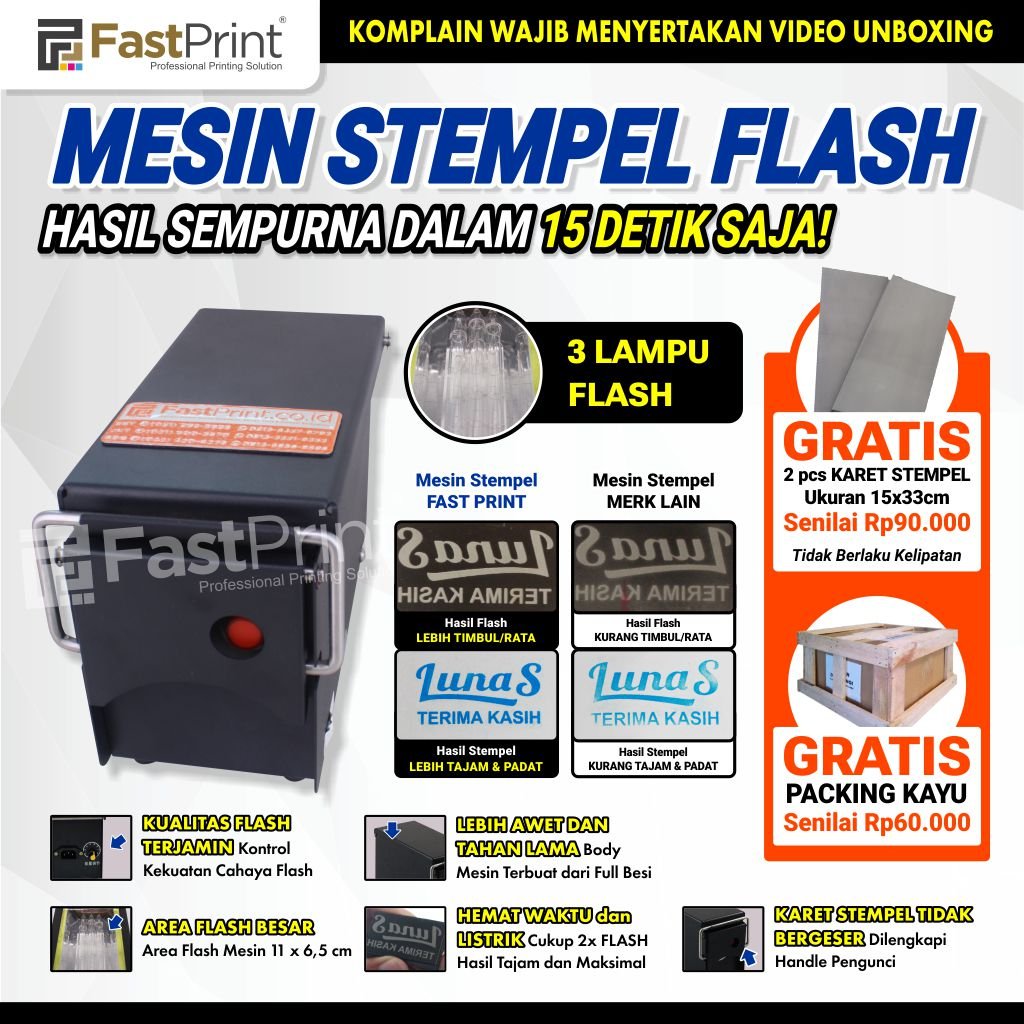 Jual Fast Print Mesin Stempel Flash 3 Lampu Premium Full Plat Besi ...
