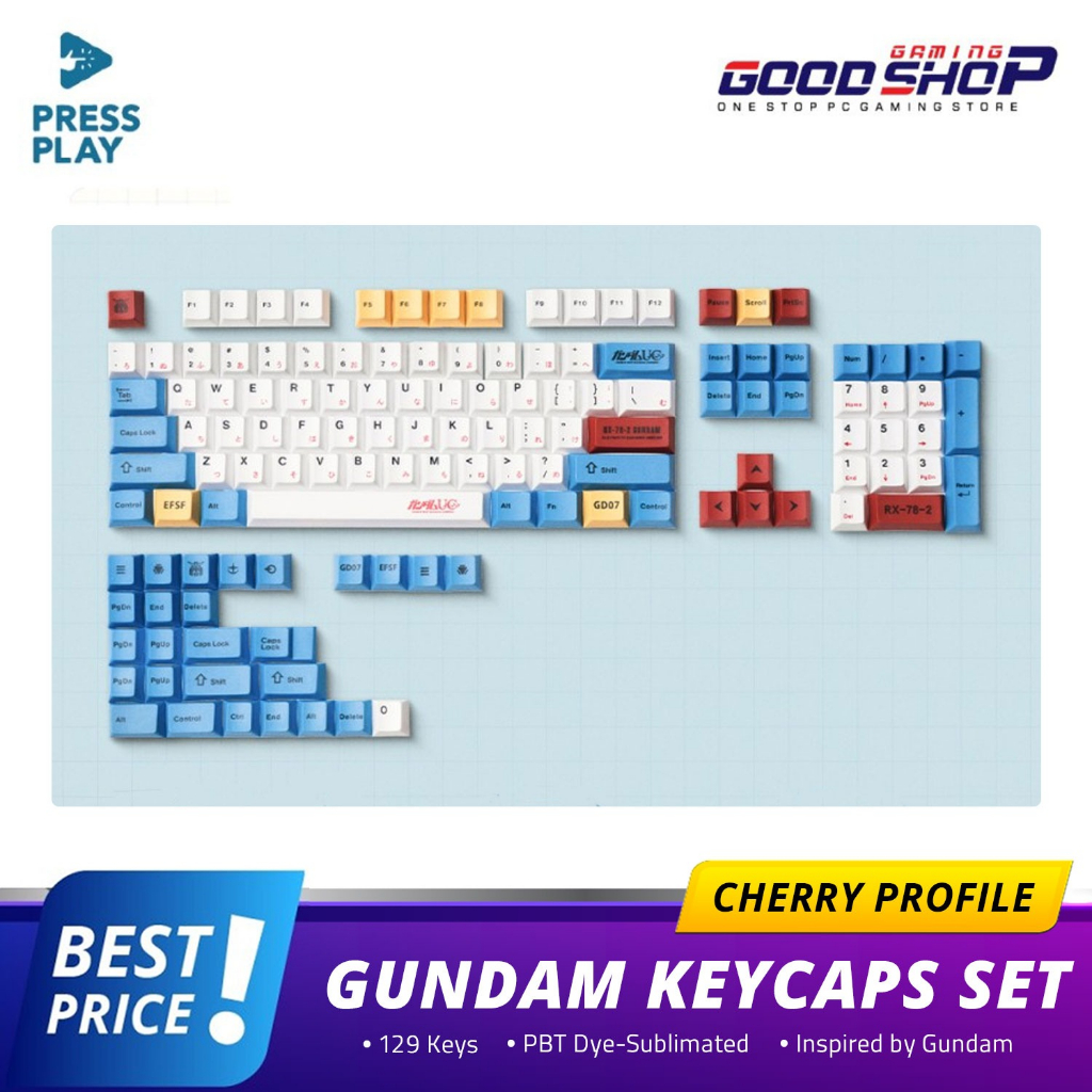 Jual Press Play Gundam Unicorn Japanese PBT Dye Sub Keycaps Keycap Set ...