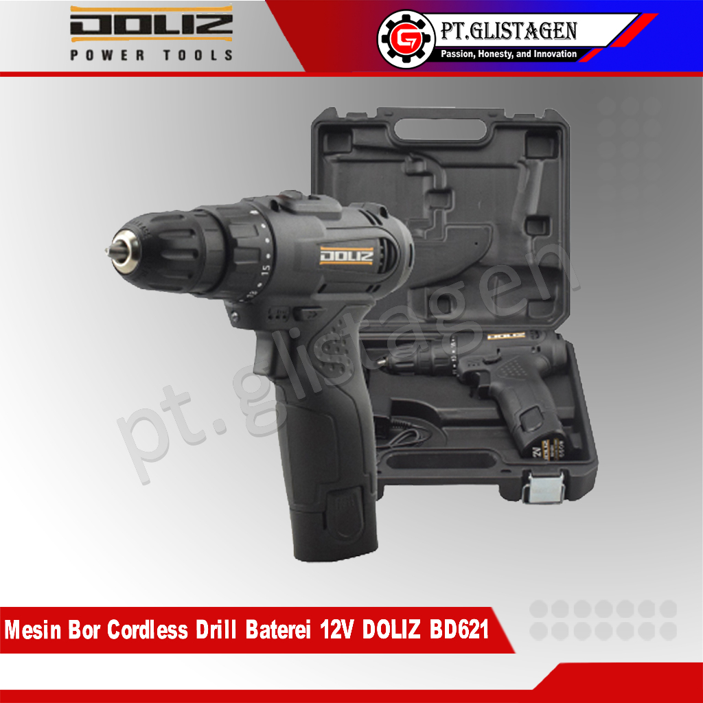 Jual DOLIZ BD621 Mesin Bor Tangan Cordless Baterai Drill 10mm 12V BD ...