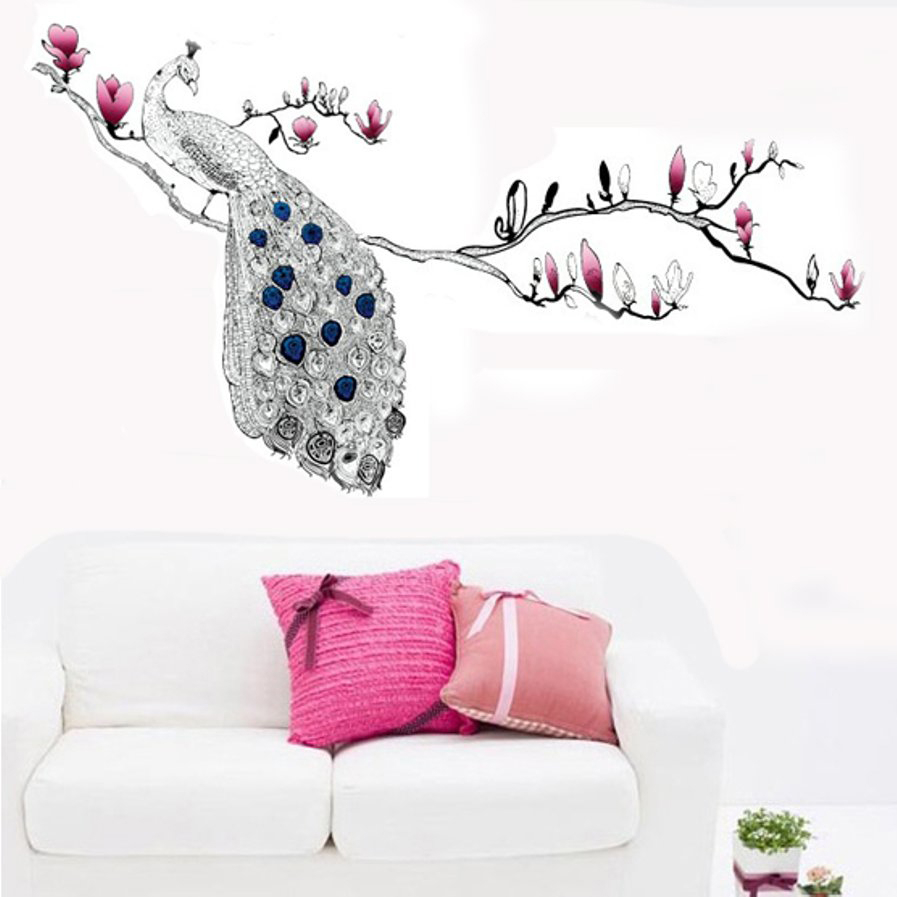 Jual Siluet Burung Merak XY1168 - Wallstiker Dinding Kamar Tidur Anak ...