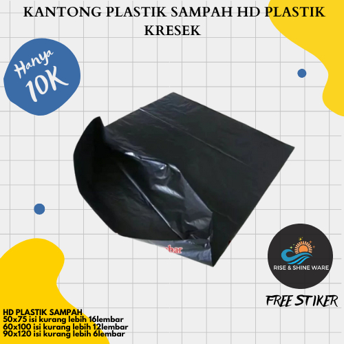 Jual Kantong Sampah Plastik HD Plastik Kresek Tempat Sampah Hitam Trash Bag Isi 15 Lembar ...