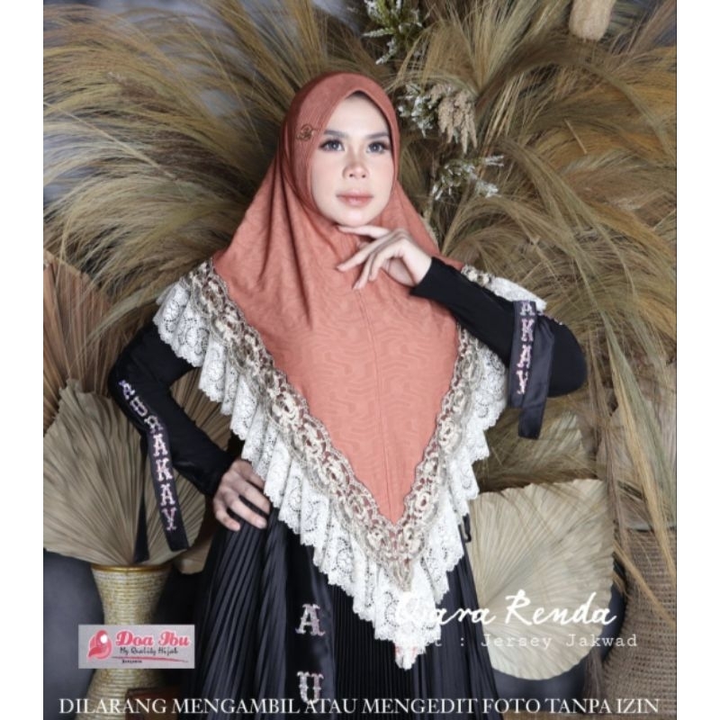 Jual 792 Jilbab Doa Ibu Renda Double Hitam Jersey Jaguar/Hijab DOI ori ...