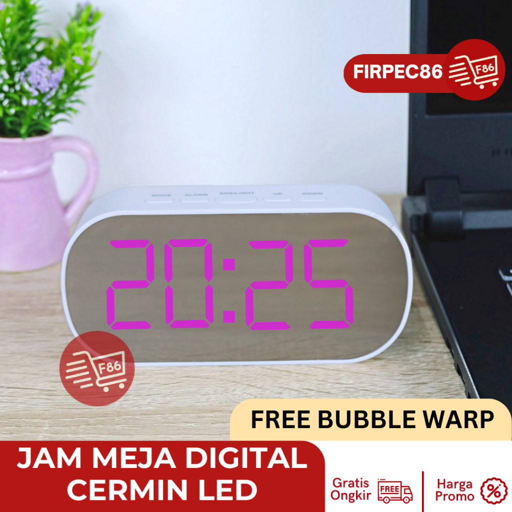 Jual DT-6506 Jam Meja Digital Alarm Clock Mirror / Digital Smart Alarm ...